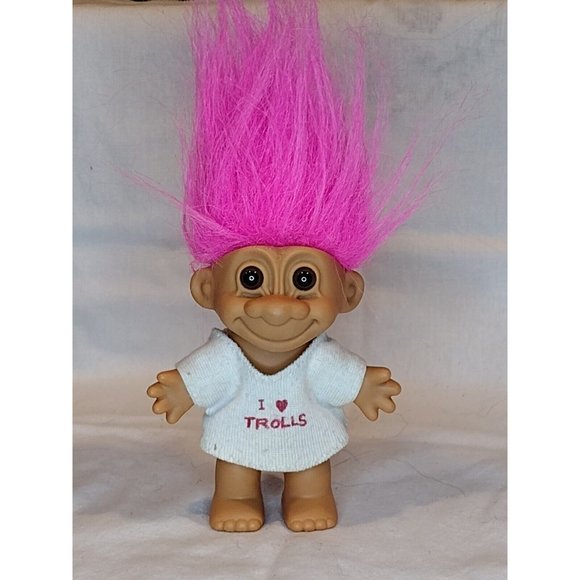 Russ | Toys | Vintage Russ Troll Doll Pink Hair 4 Brown Eyes Smiling ...
